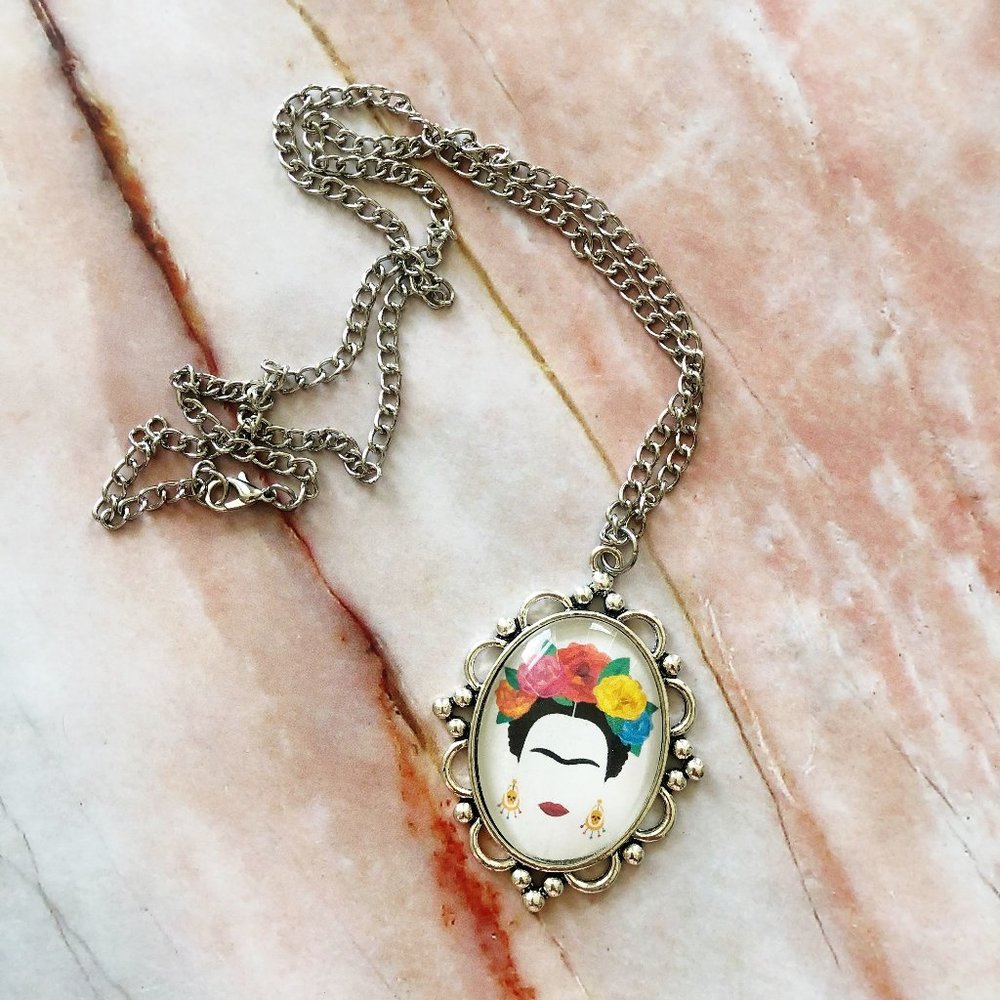 Frida Kahlo Art Necklace Mexican Feminist Jewelry - Gem